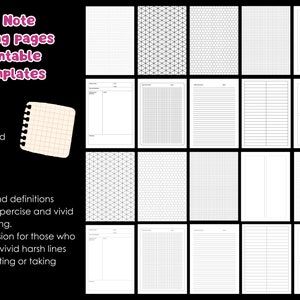 Note Taking Templates, Printable Paper, Student Notebook Pages, Digital ...