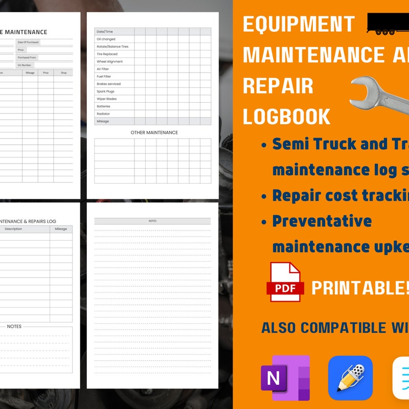 Semi Truck Maintenance Sheets - Etsy