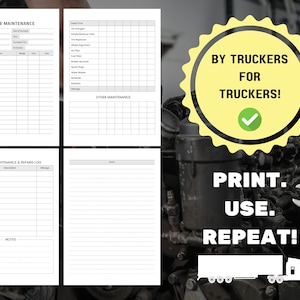 Semi Truck Maintenance Repair Logs for Truck Drivers Owner Operators ...
