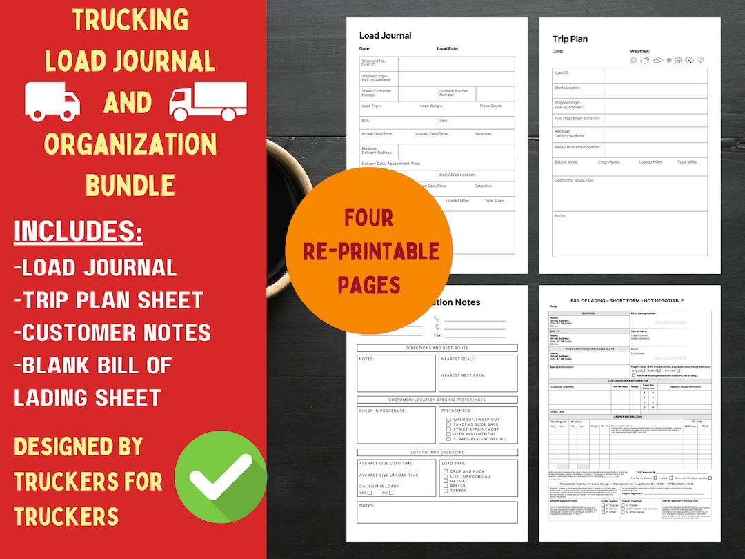 Trucking Load Journal and Dispatch Logbook for Trucking Company and ...