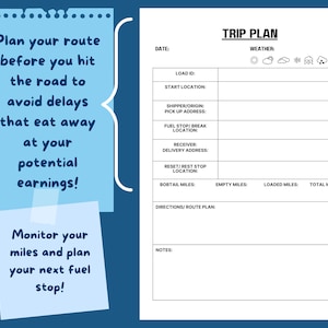 Printable Trucking Pre-trip Checklist and Trip Planning Sheet for Truck Drivers! Owner Operator ...
