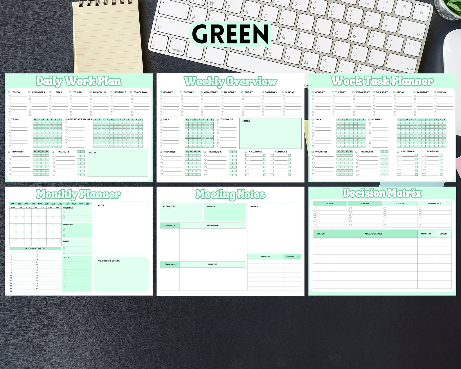 Work Planner Bundle! Office Task Tracker Printable Work Day Organizer ...