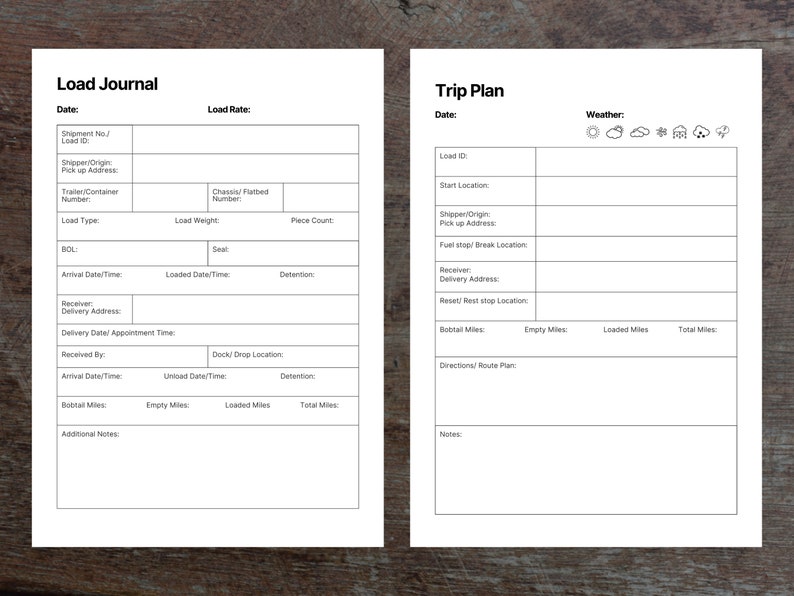 Trucking Load Journal and Dispatch Logbook for Trucking Company and ...