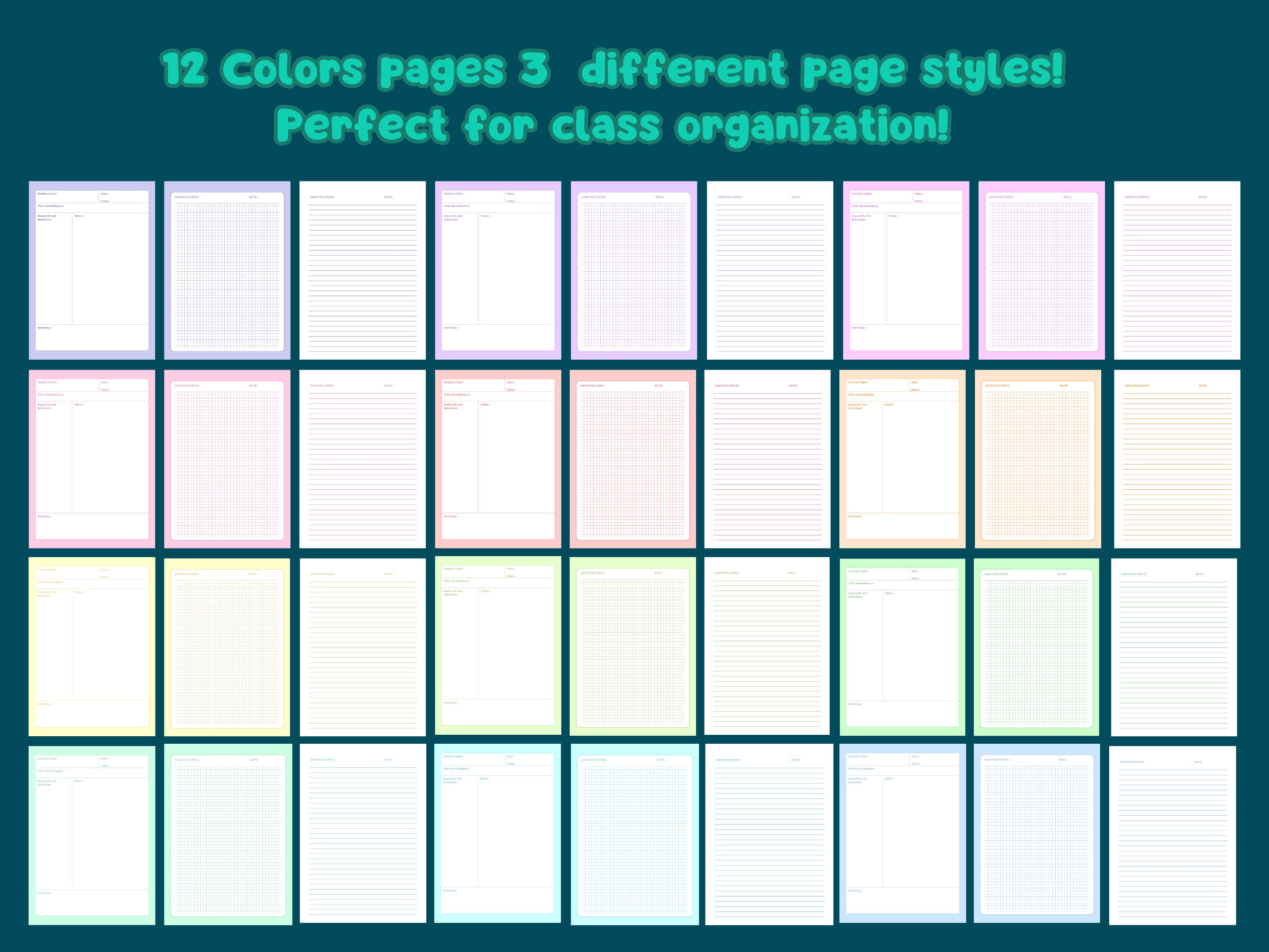 Student Planner Printable Academic Planner Note Taking Templates Note ...