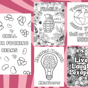 Mental Health Coloring Pages Stress Reducing Sheets Self Care Coloring ...