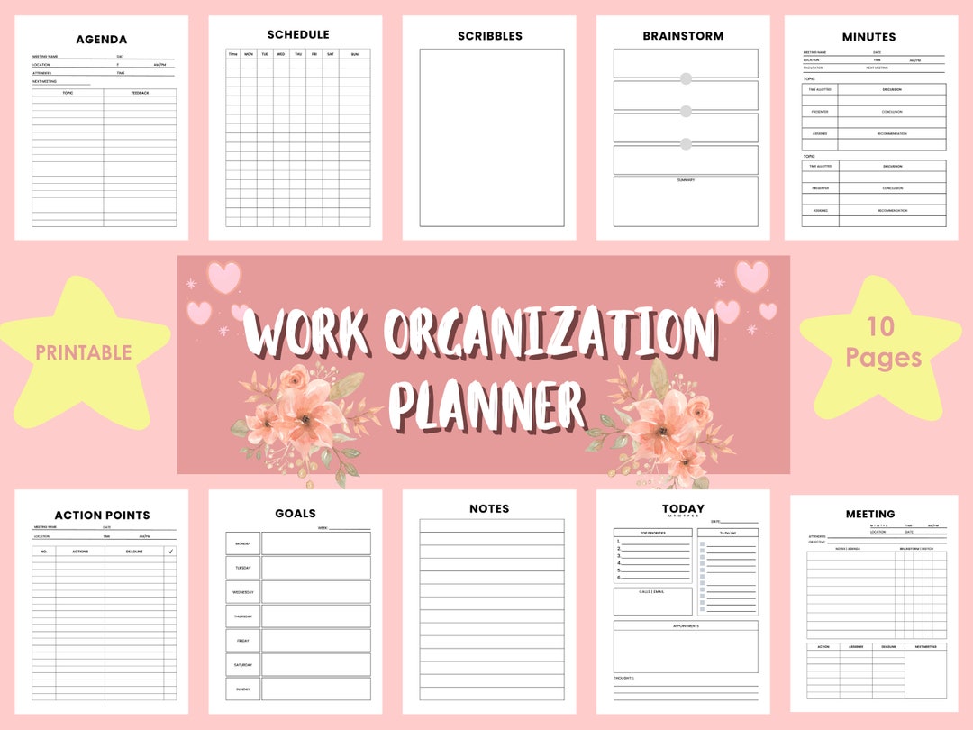 Work Planner and Office Task Tracker Printable! Work Day Organizer and ...