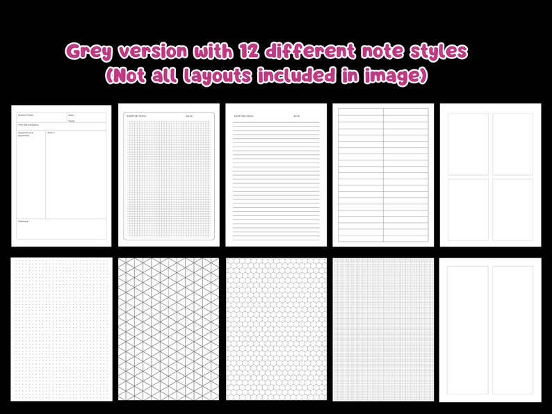 Note Taking Templates, Printable Paper, Student Notebook Pages, Digital ...