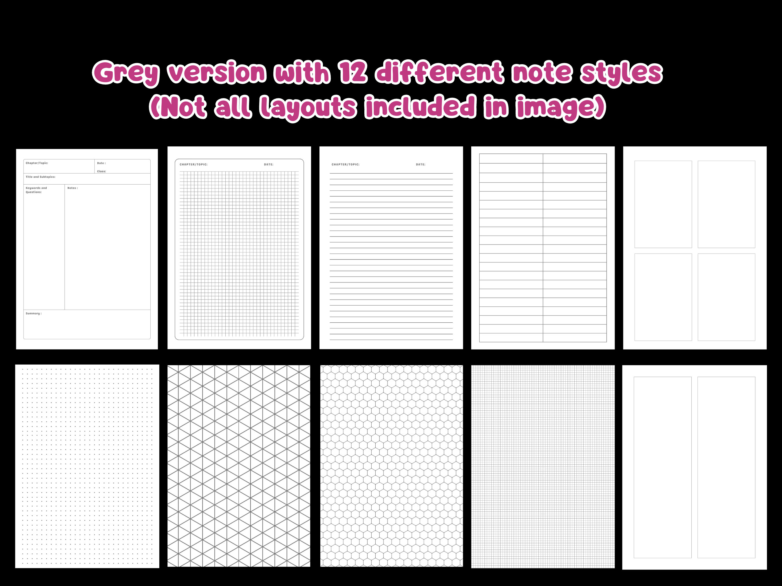 Note Taking Templates, Printable Paper, Student Notebook Pages, Digital ...