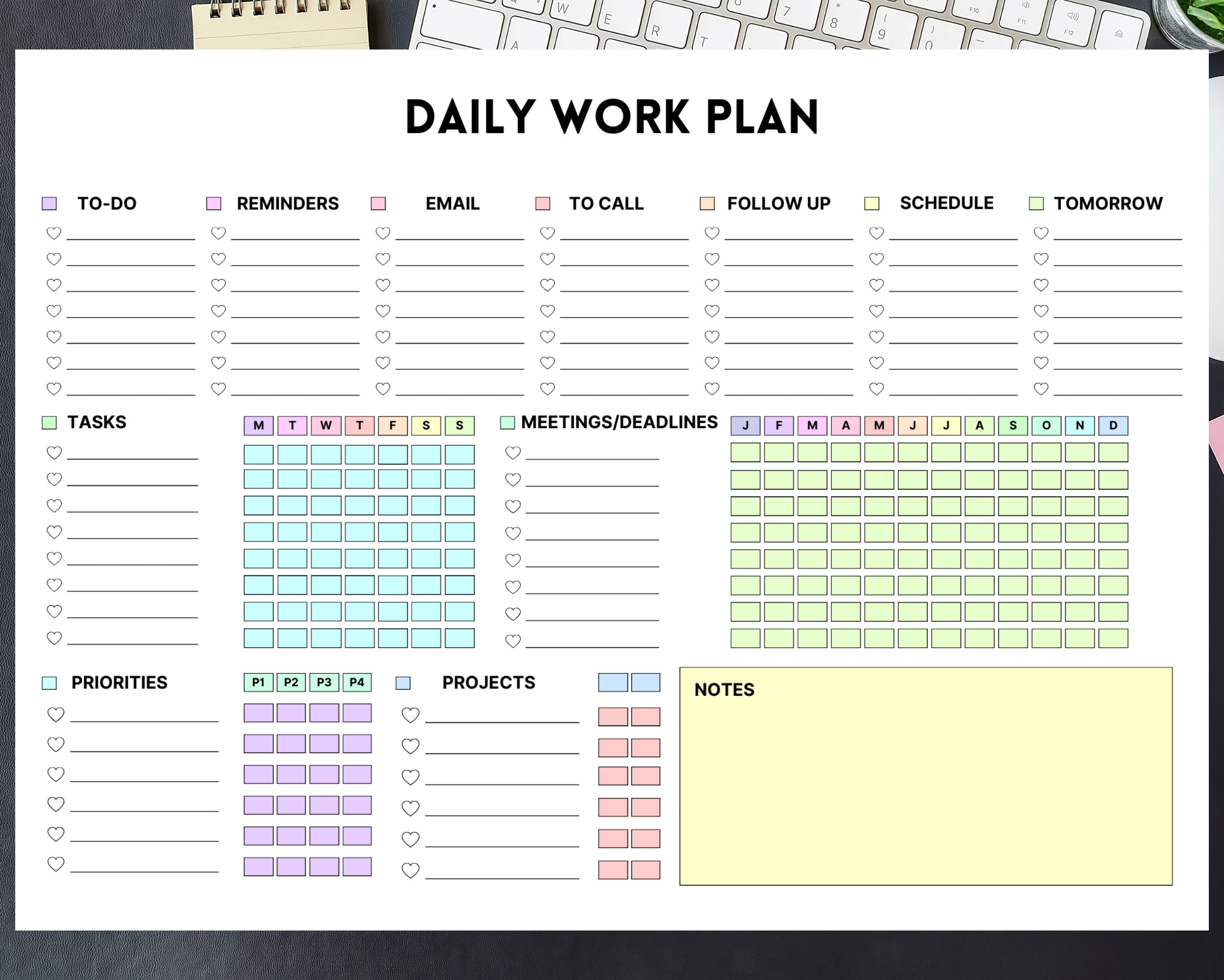 Printable Project Planner Work Day Organizer Work Planner Project ...