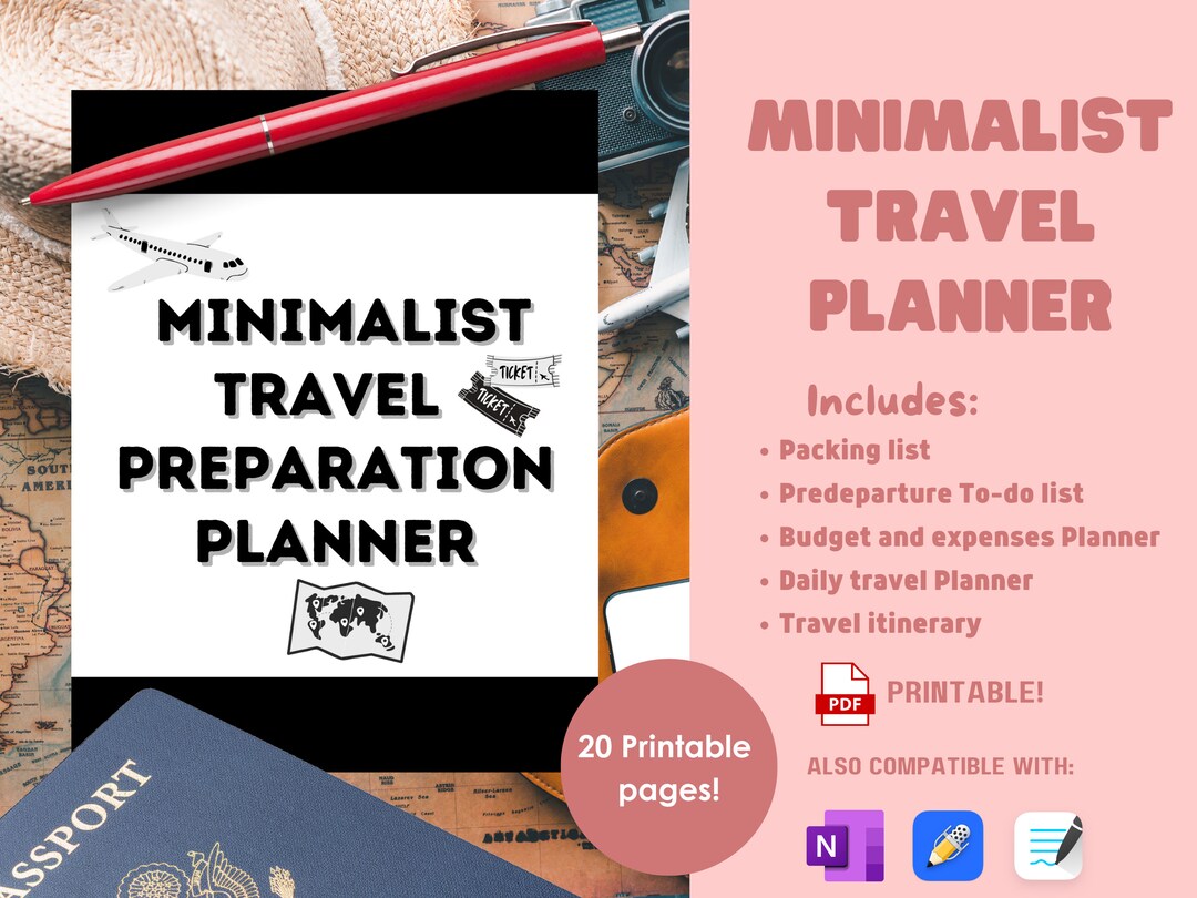 Minimalist Printable Travel Planner | ADHD Vacation Organization | Trip ...
