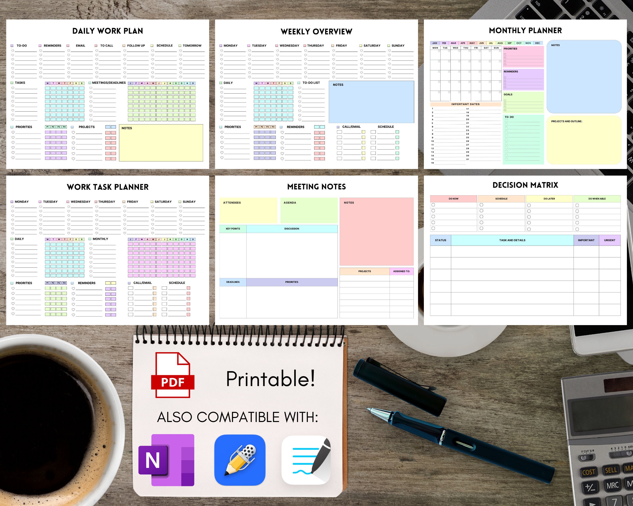 Printable Project Planner Work Day Organizer Work Planner Project ...
