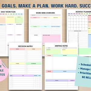 Work Planner Bundle! Office Task Tracker Printable Work Day Organizer ...