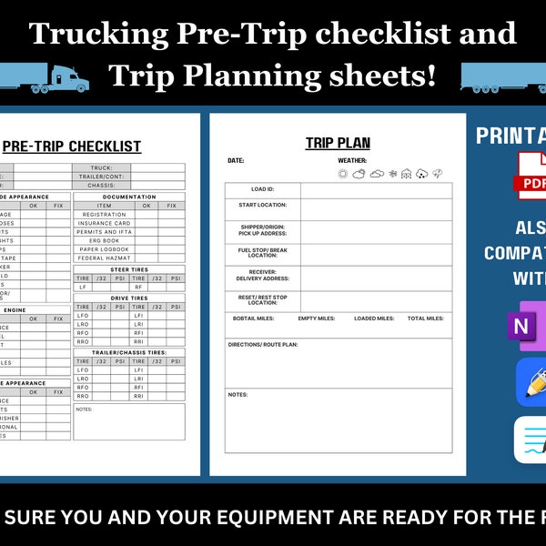Truck Driver Trip Sheet - Etsy