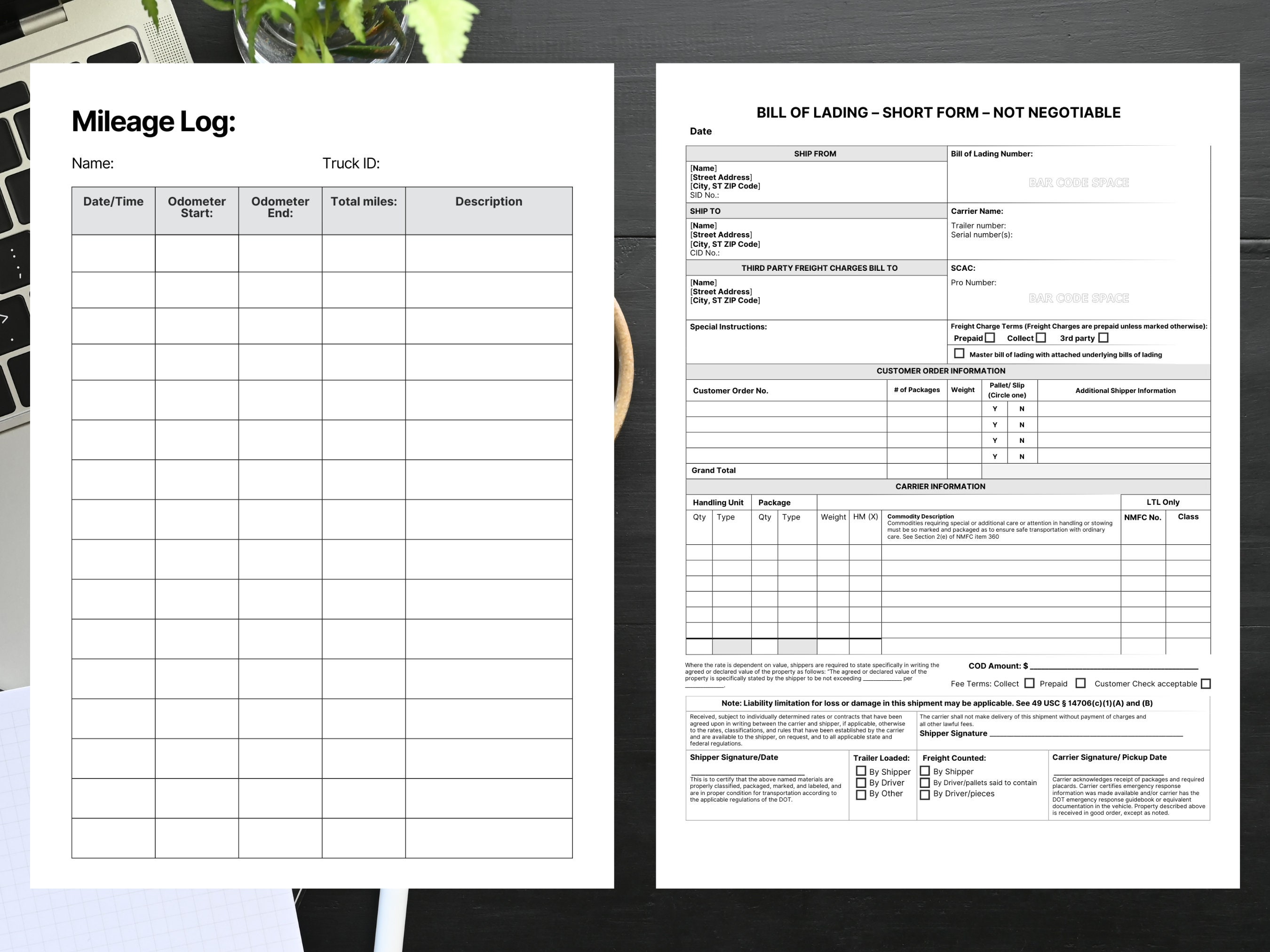 Truck Driver Load Log Journal Bundle Dispatch Journal Binder Printable ...