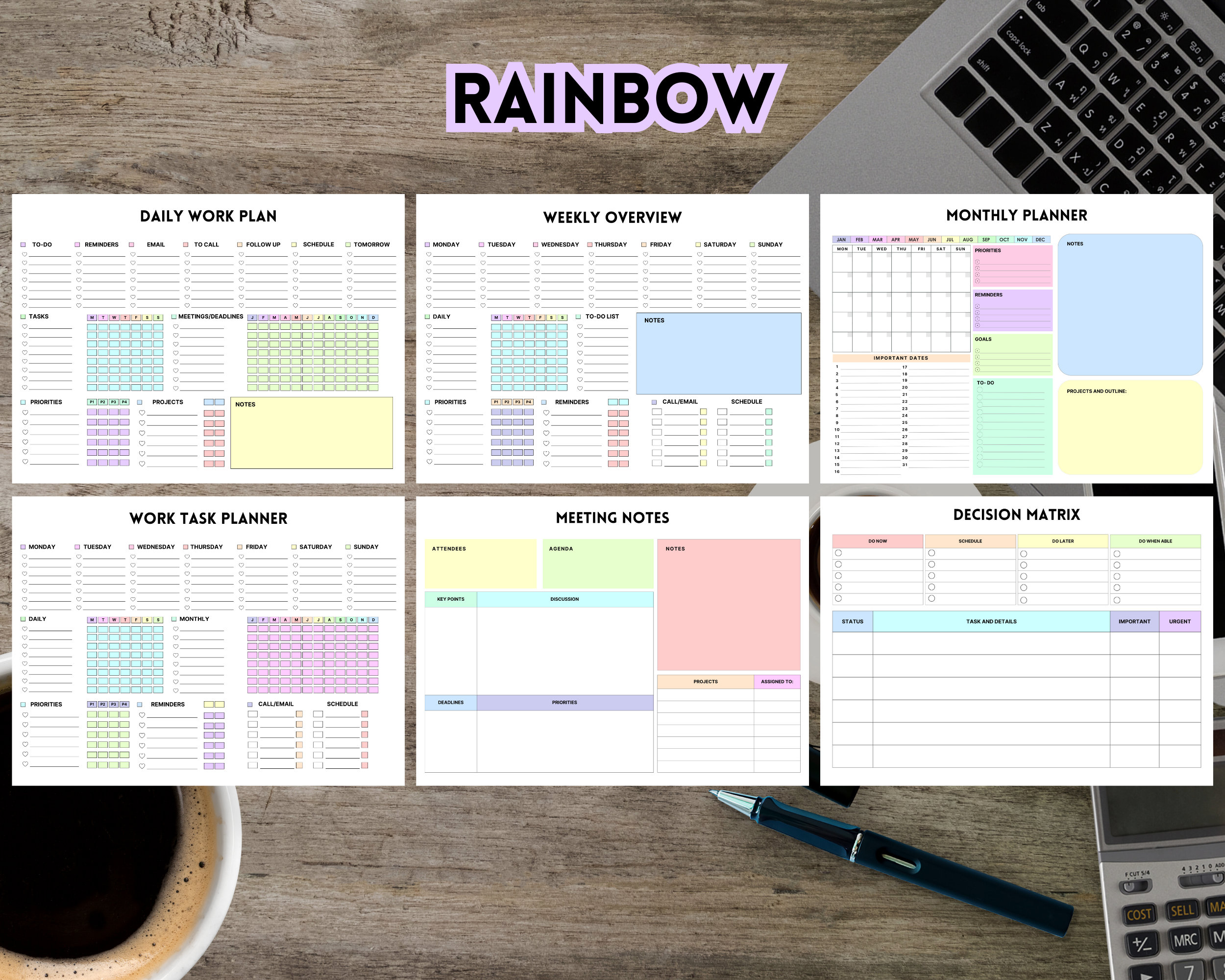 Work Planner Bundle! Office Task Tracker Printable Work Day Organizer ...