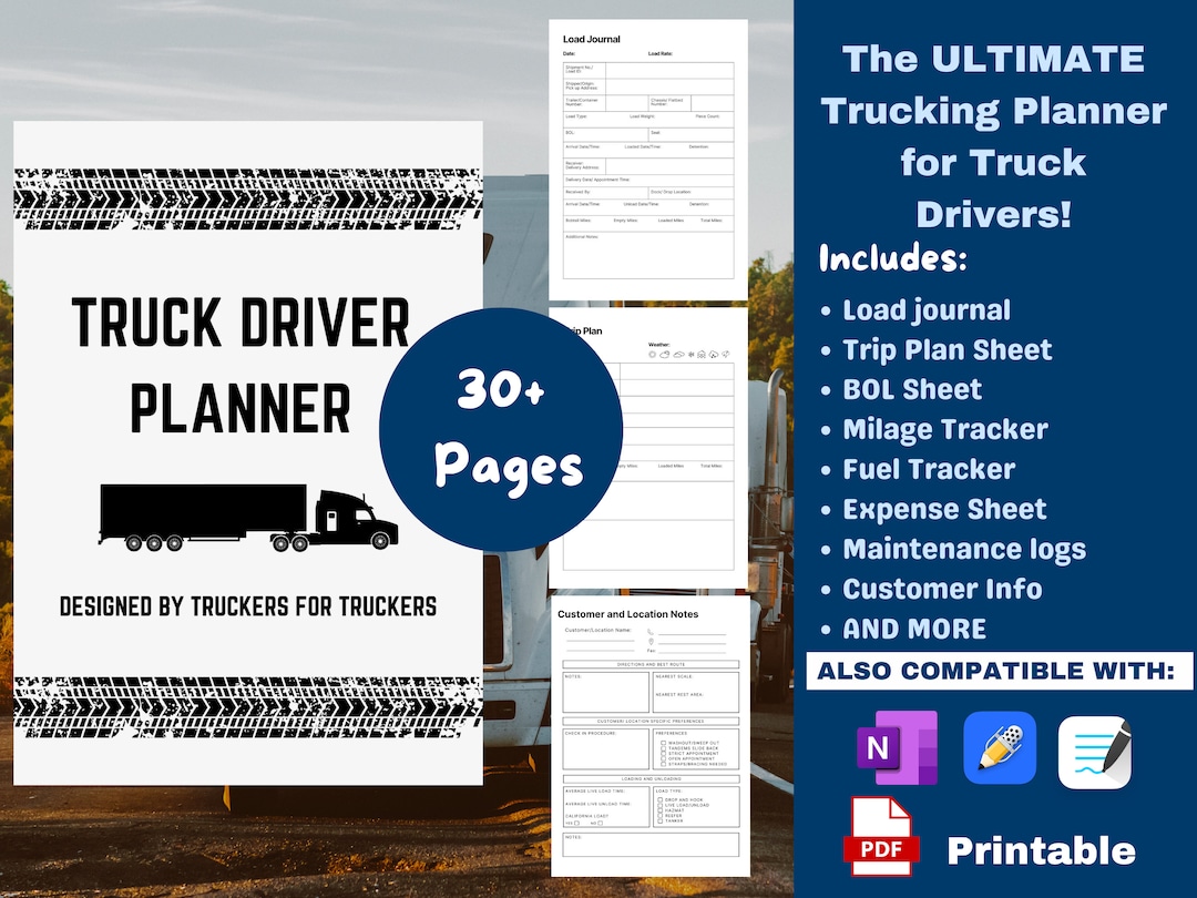 Truck Driver Load Log Journal Bundle Dispatch Journal Binder Printable ...