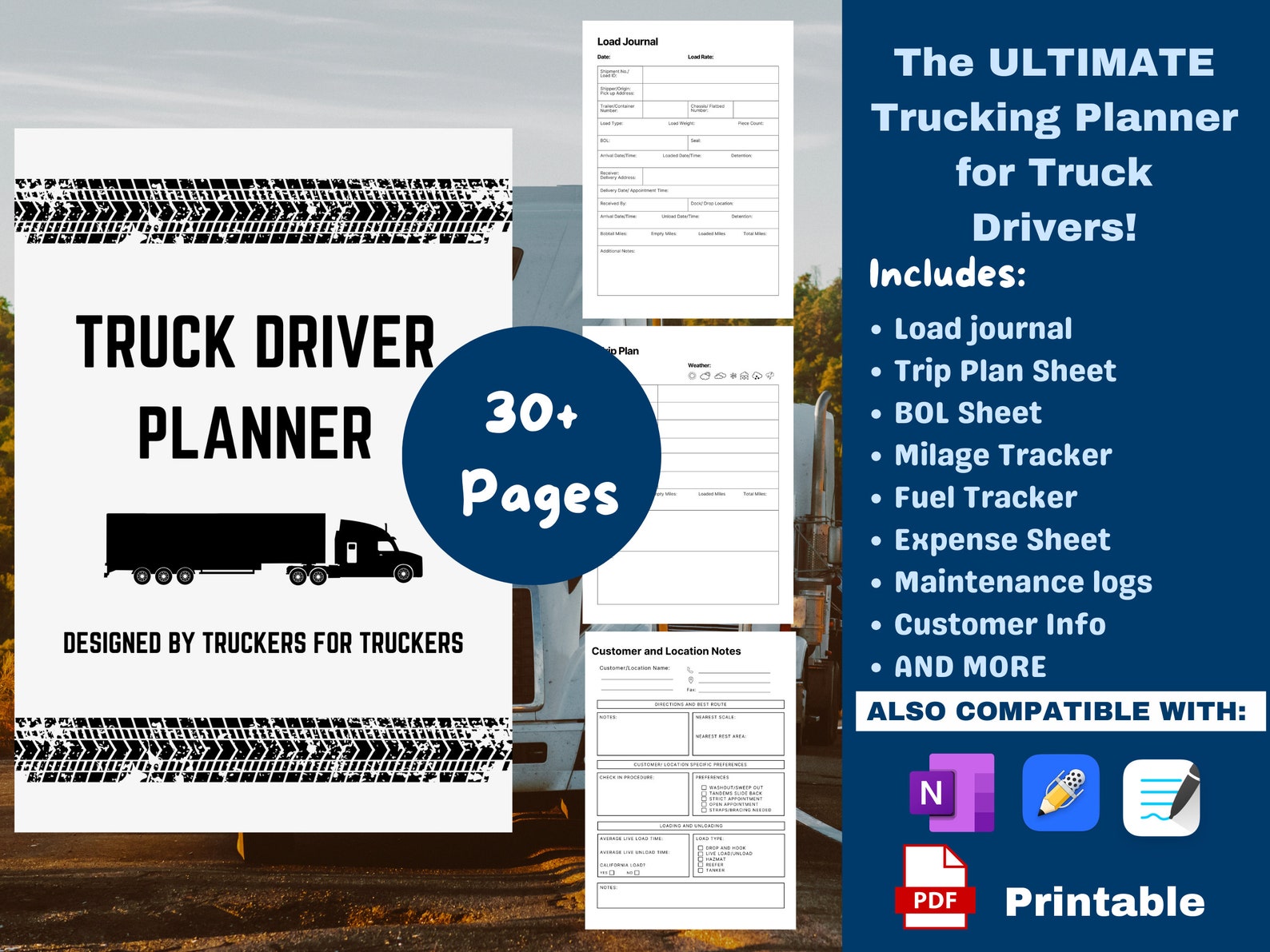 Truck Driver Load Log Journal Bundle Dispatch Journal Binder Printable ...