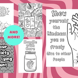 Mental Health Coloring Pages Stress Reducing Sheets Self Care Coloring ...