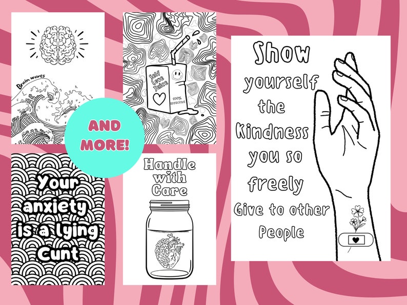 Mental Health Coloring Pages Stress Reducing Sheets Self Care Coloring ...