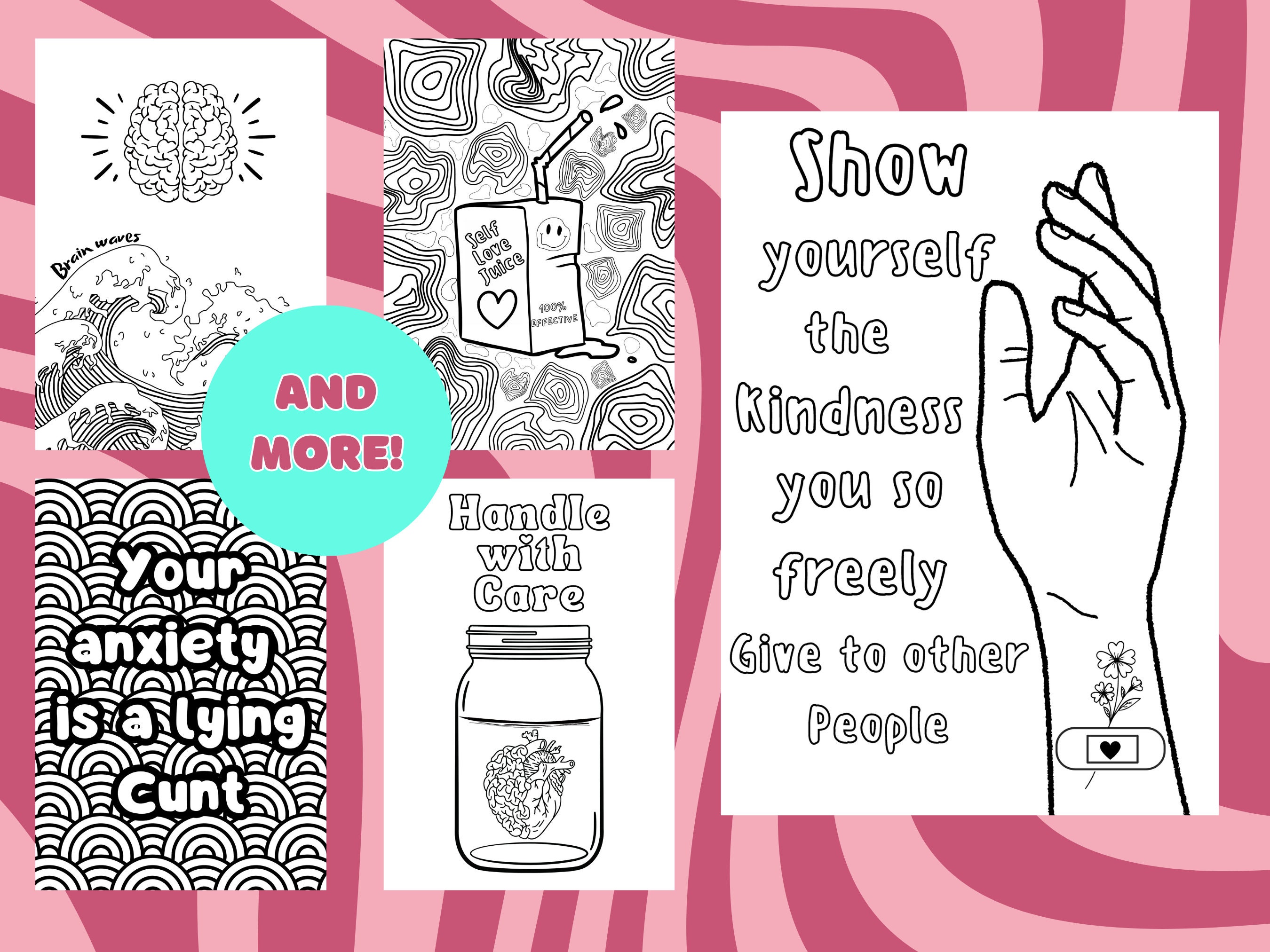 Mental Health Coloring Pages Stress Reducing Sheets Self Care Coloring ...