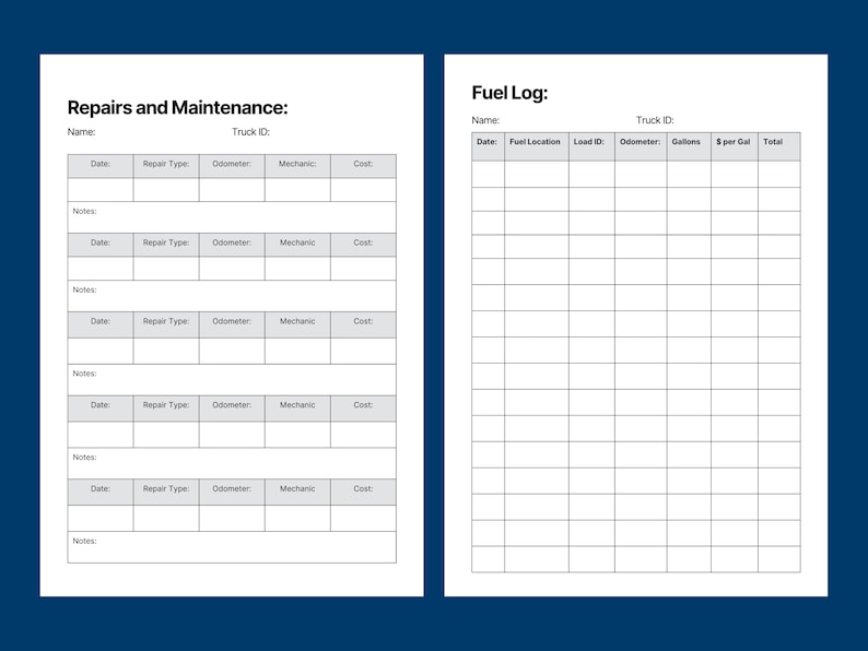 Truck Driver Load Log Journal Bundle Dispatch Journal Binder Printable ...
