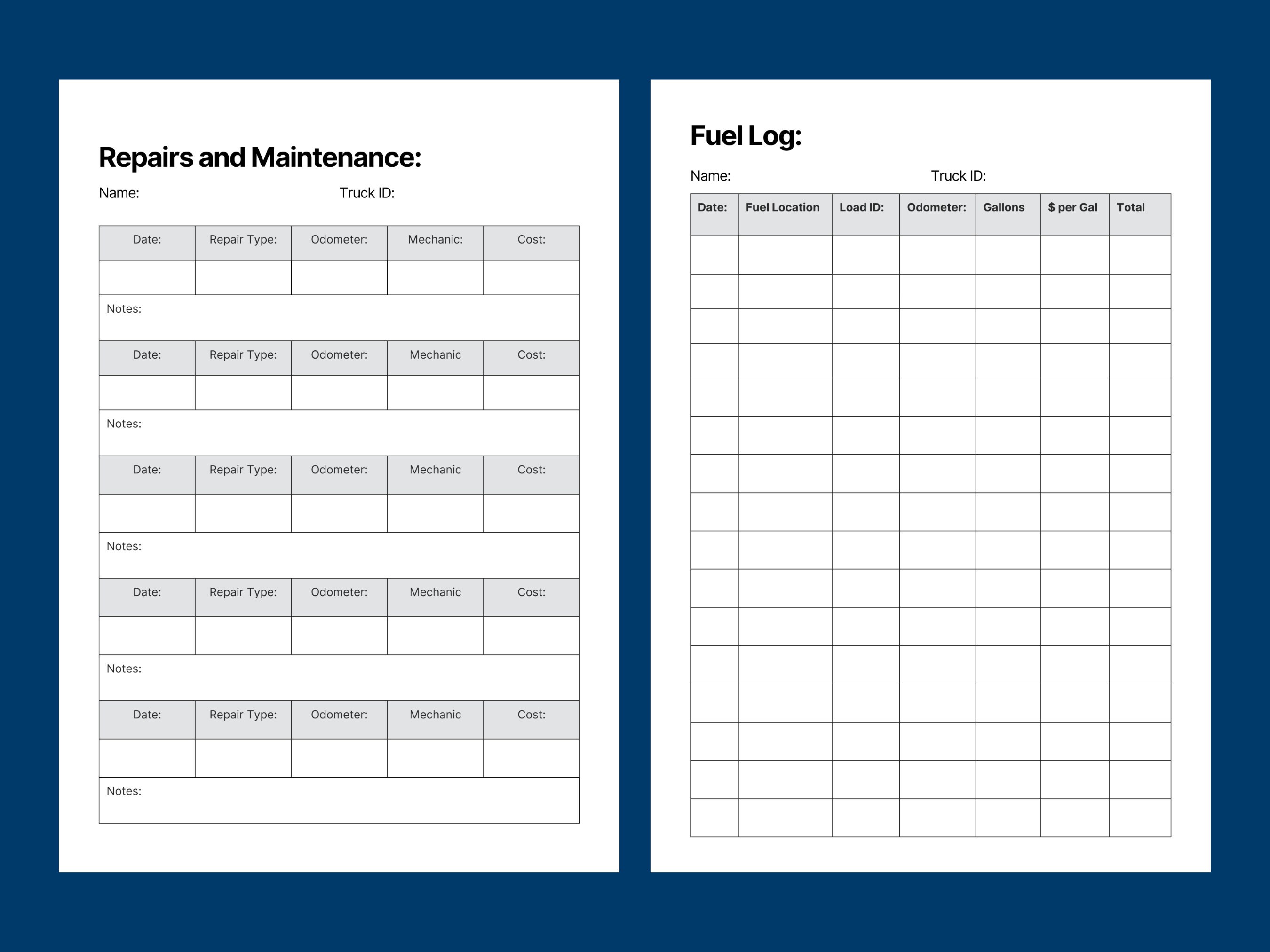 Truck Driver Load Log Journal Bundle Dispatch Journal Binder Printable ...