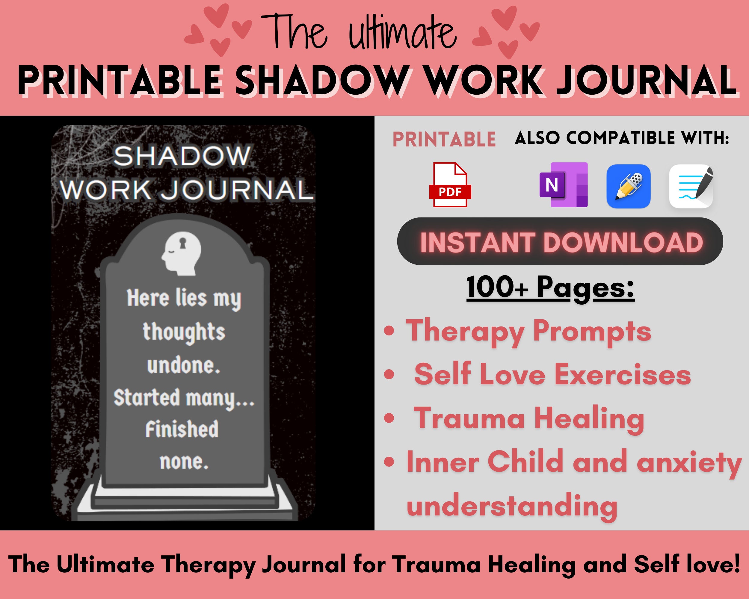 Printable Shadow Work Journal Prompts Shadow Work Workbook Self Care ...