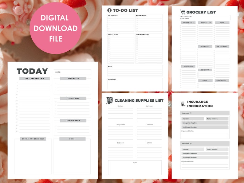 Printable Brain Dump Template and List Bundle, to Do List, Grocery List ...