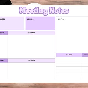 Purple Work Planner Office Task Tracker Printable Work Day Organizer ...