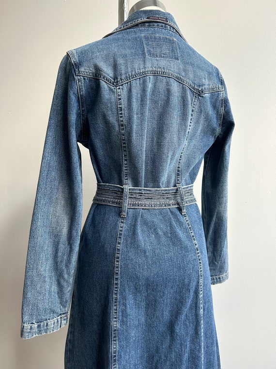 1990s GUESS Long Denim Duster Jacket with Belt Small - Gem