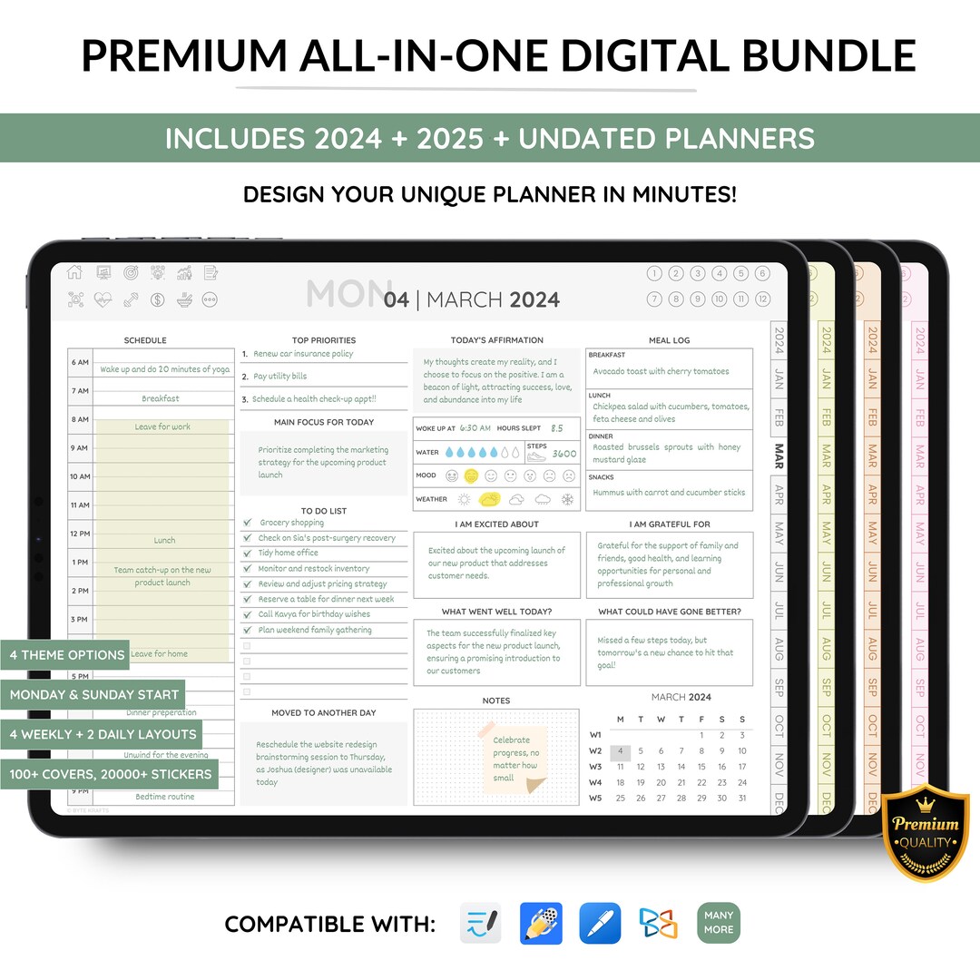 Premuim Digital Planner, Goodnotes Planner, Notability Planner, iPad ...