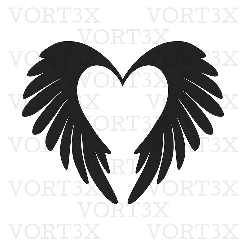 Alas de ángel en forma de corazón SVG Archivo de corte vectorial para ...