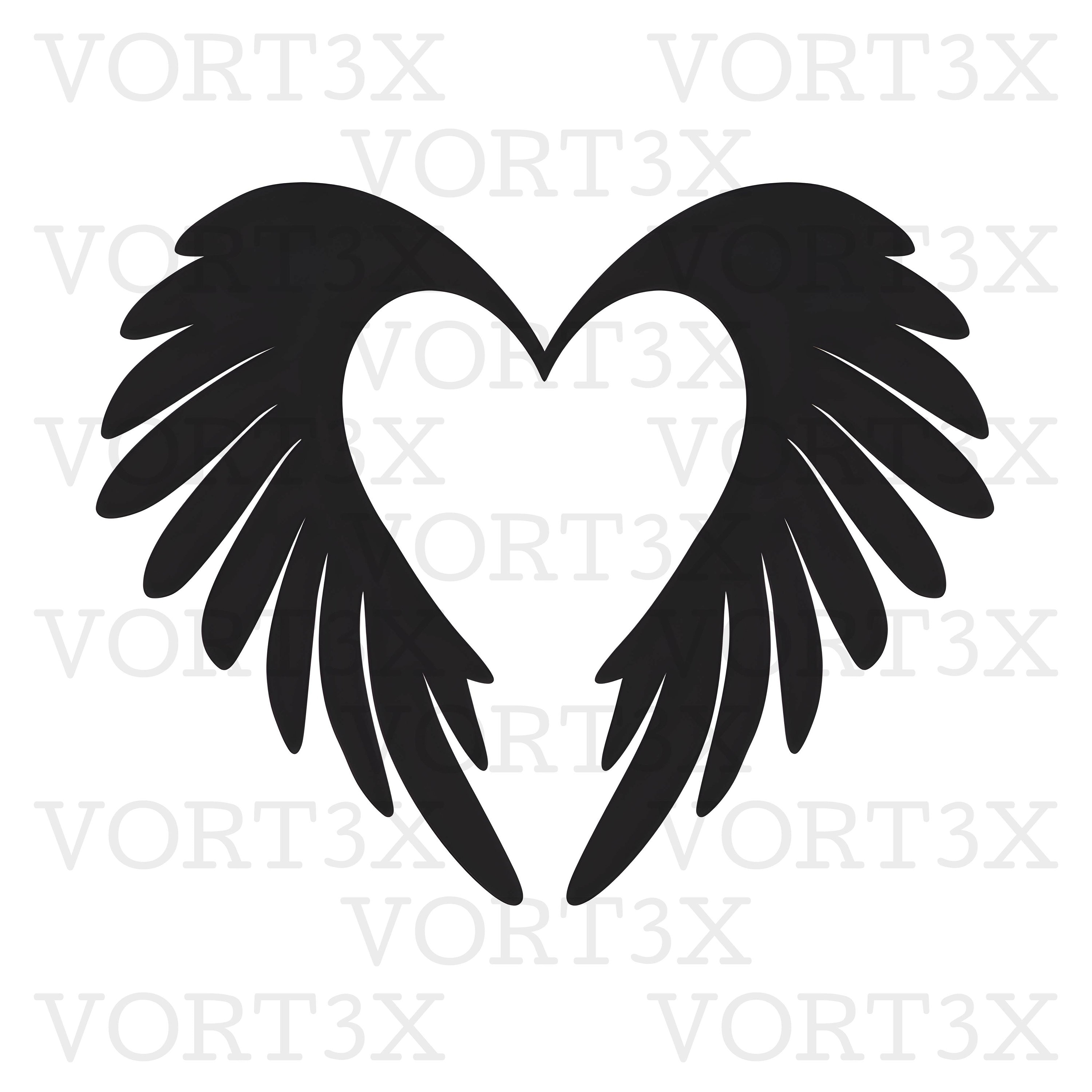 Heart Shaped Angel Wings SVG Vector Cut File for Cricut, Silhouette ...