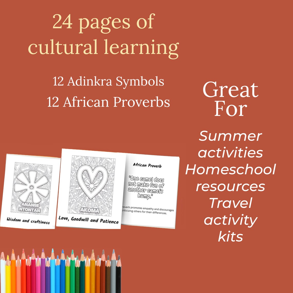 Printable African Coloring Book With Proverbs and Adinkra Symbol DIY ...