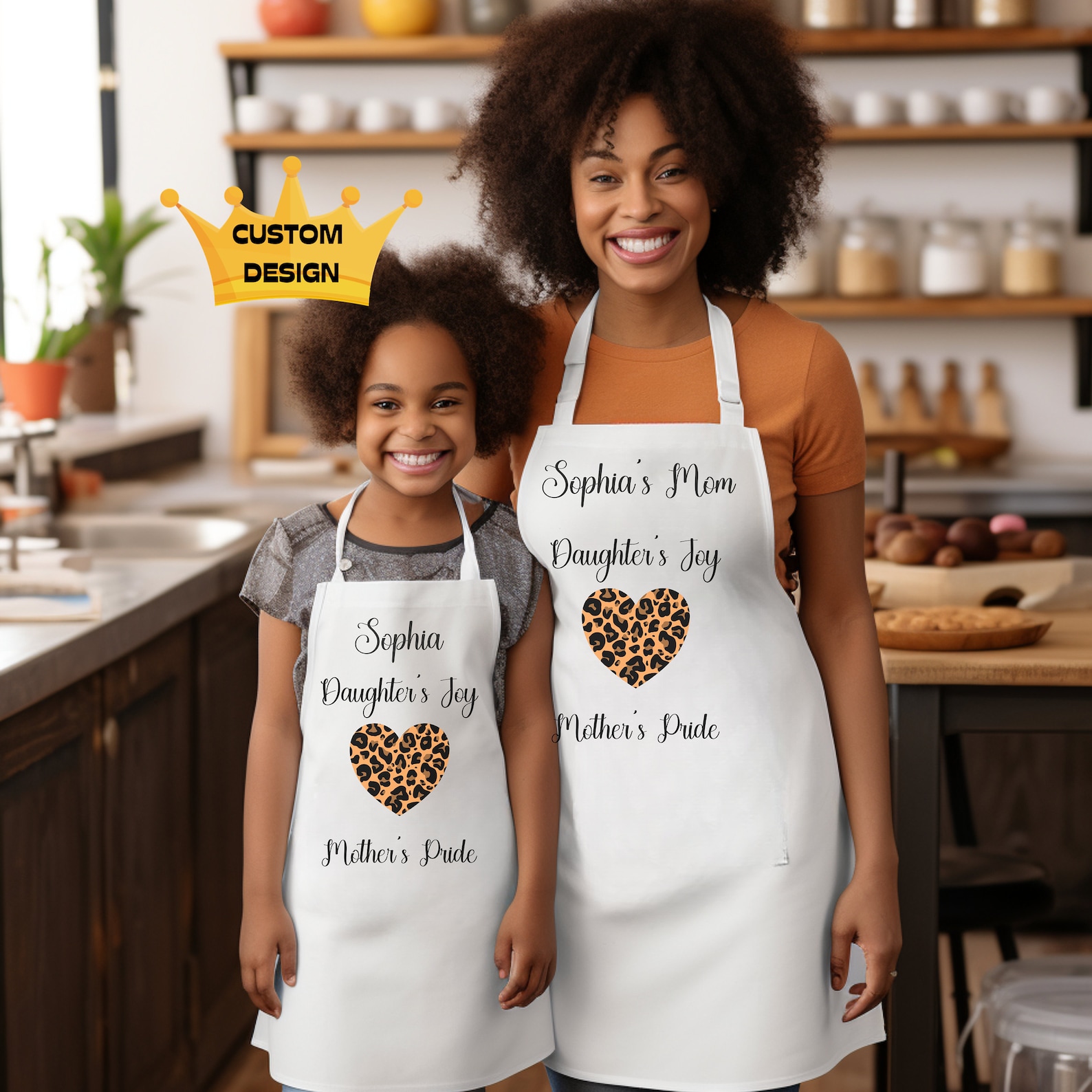 Mother's Day Heart Apron Custom Mum and Daughter Apron Personalized ...