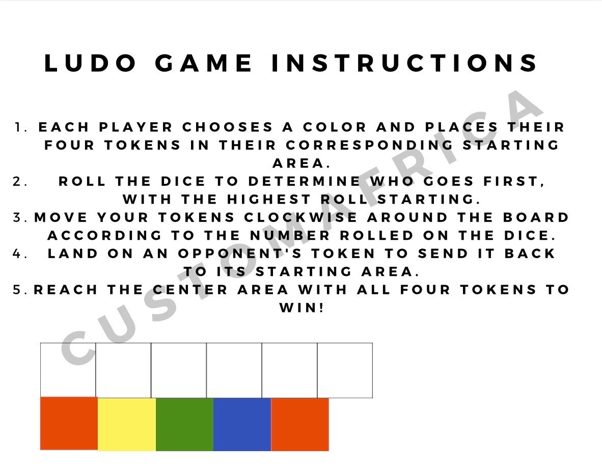 Printable Board Game Ludo Instant Digital Download Game PDF DIY Classic ...