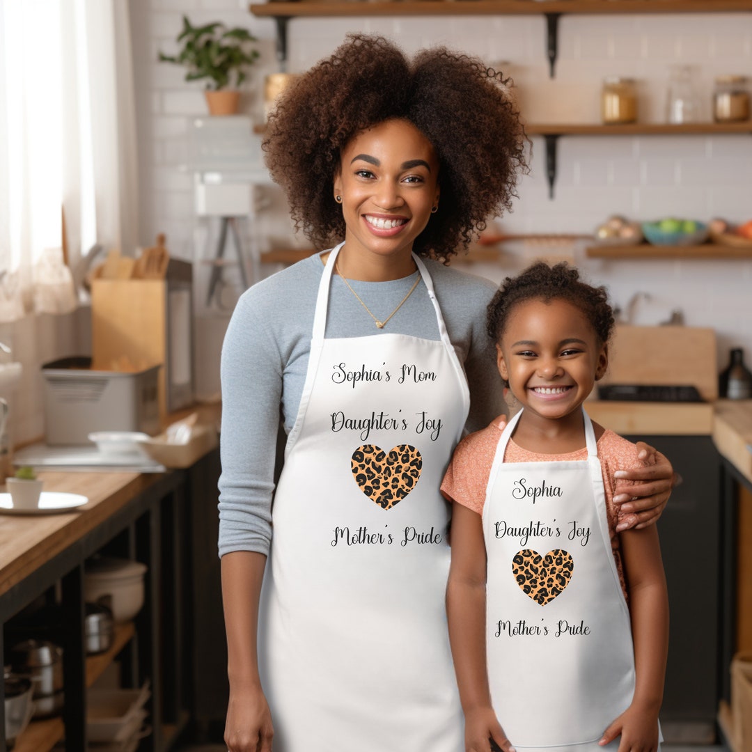 Mother's Day Heart Apron Custom Mum and Daughter Apron Personalized ...