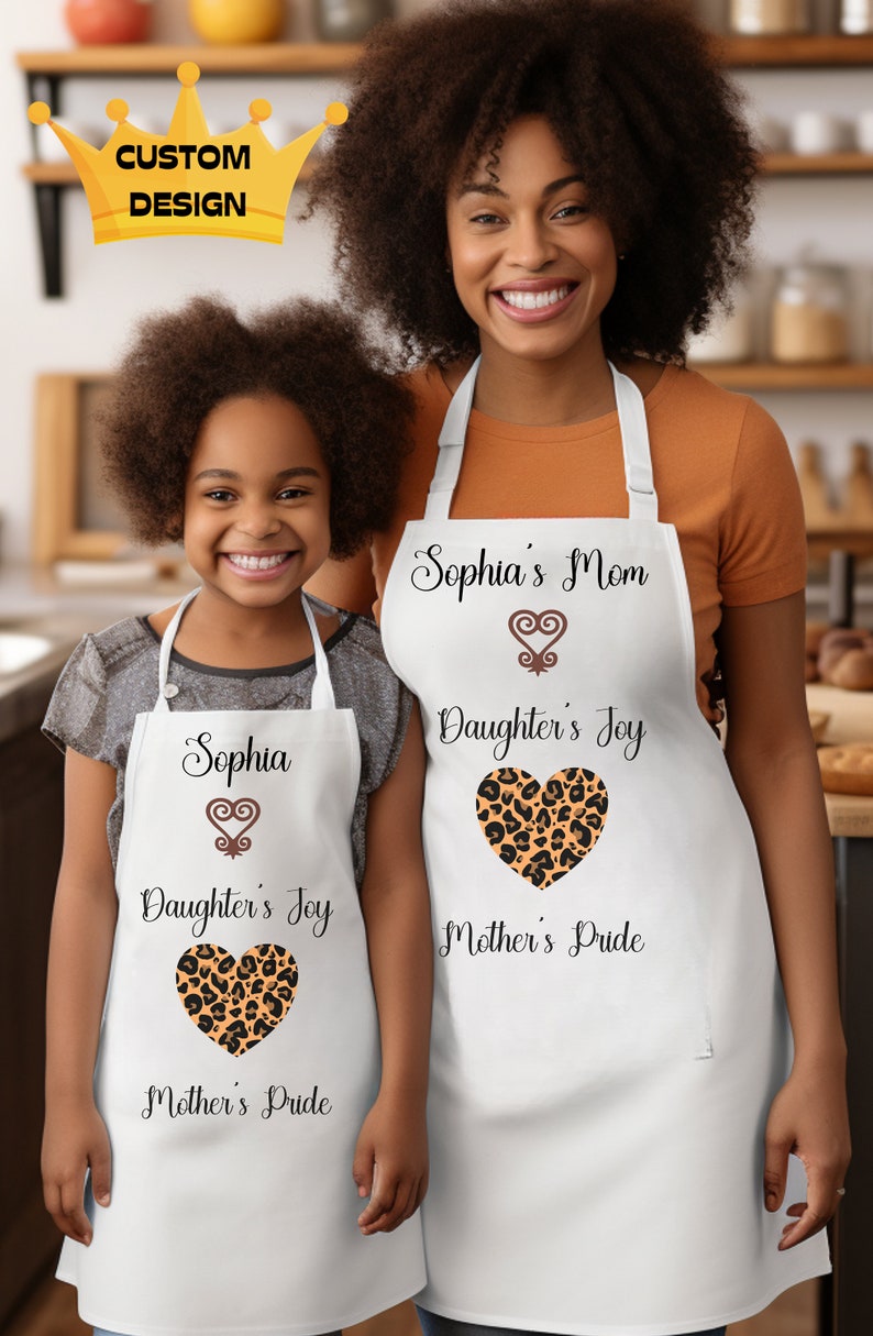 Mother's Day Heart Apron Custom Mum and Daughter Apron Personalized ...