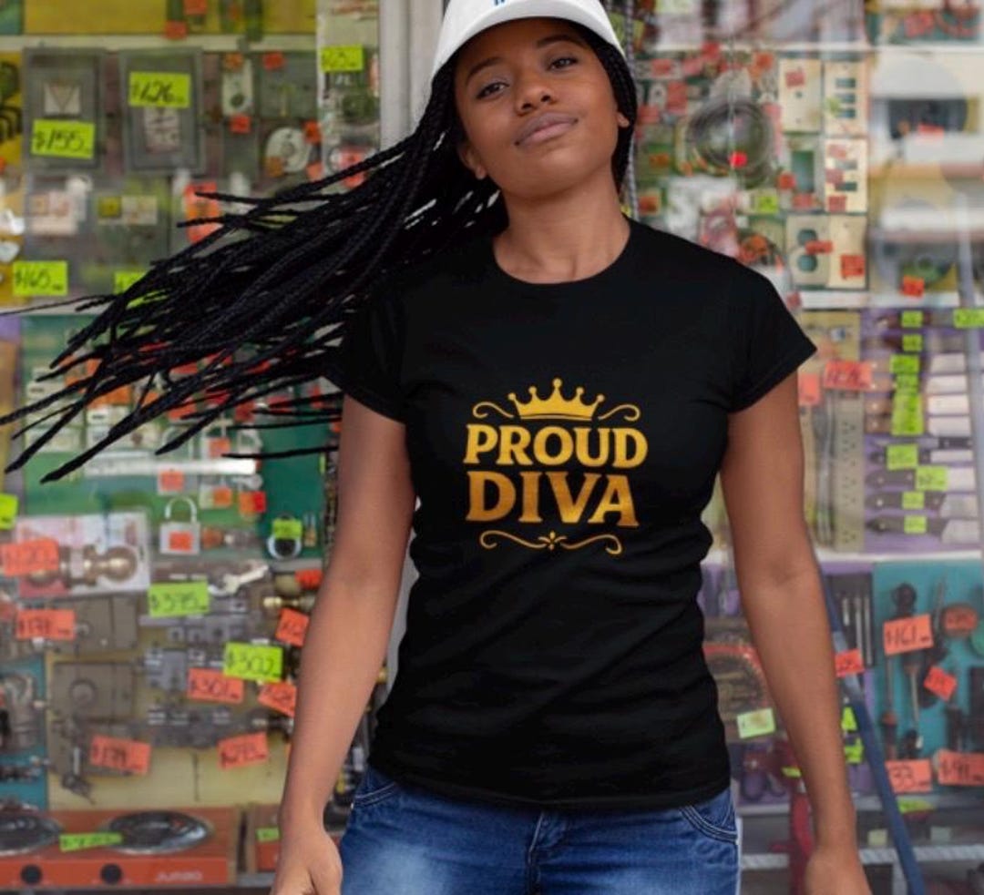 Camiseta de mujer diva, linda y segura de sí misma, camiseta negra, camiseta gráfica juvenil y ...