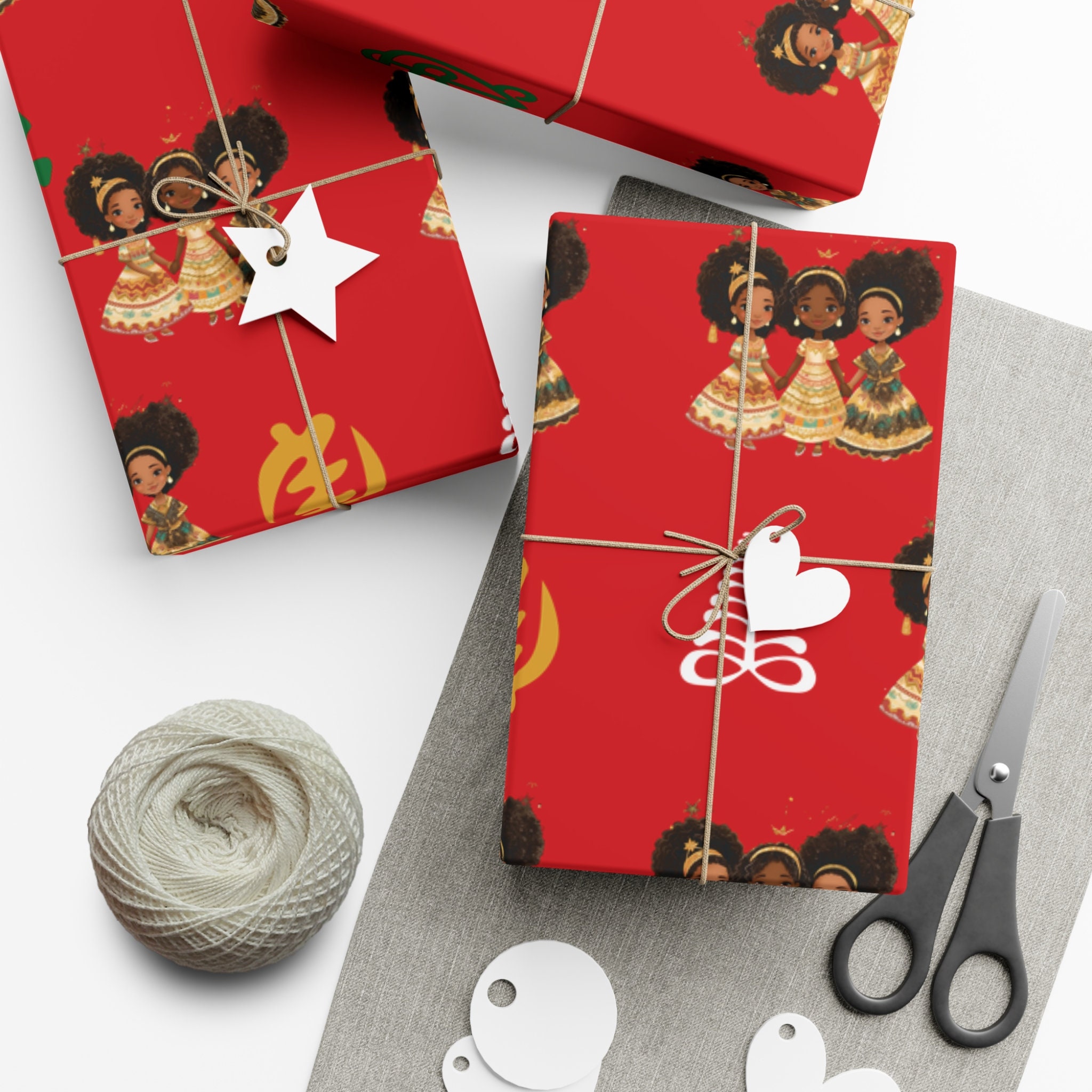 African Inspired Red Gift Wrap Unique Custom Gift Bag Ethnic Wrapping ...