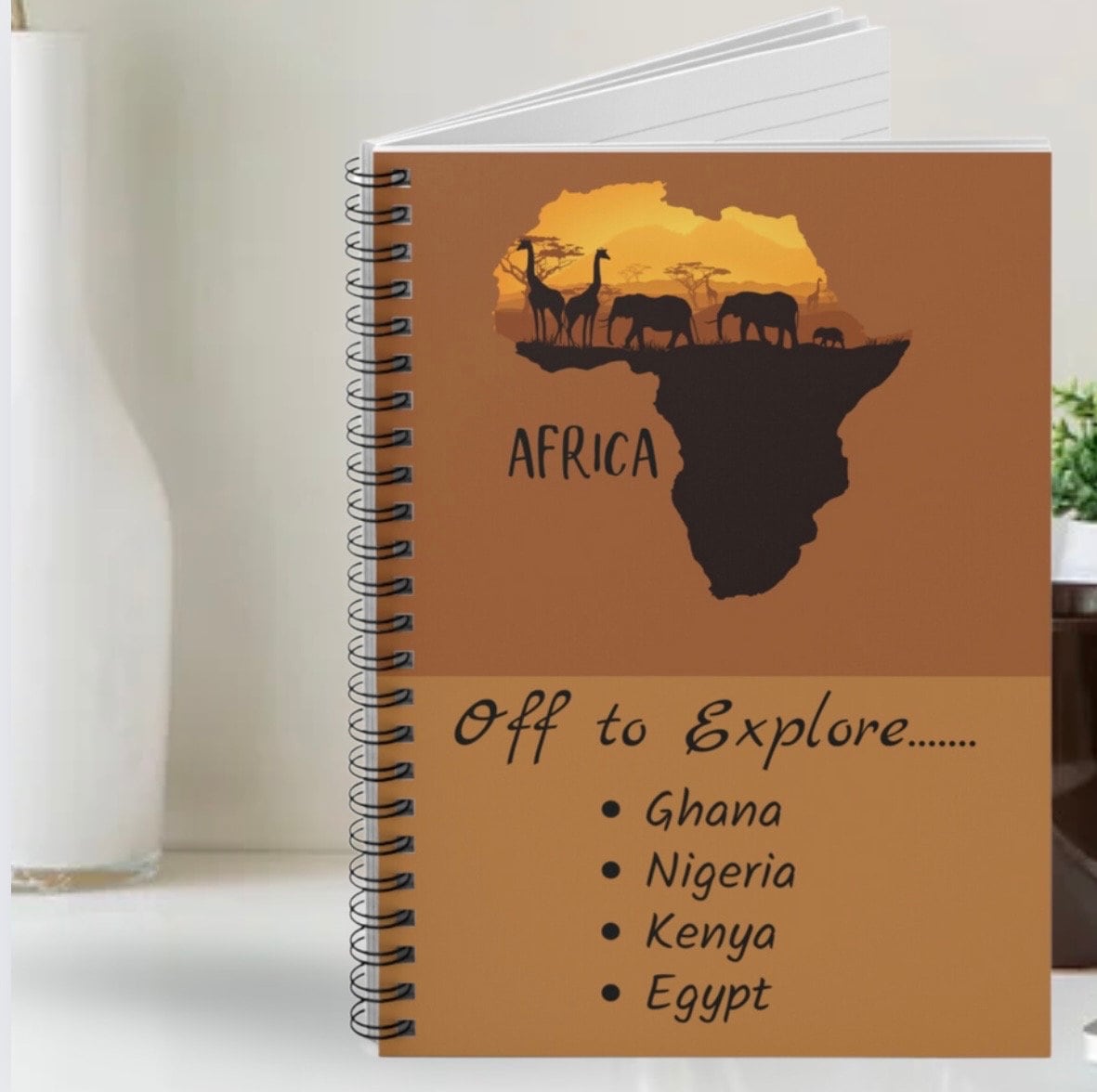Africa Map Notebook Cover Travelers Notebook Gift for Her Safari Spiral ...
