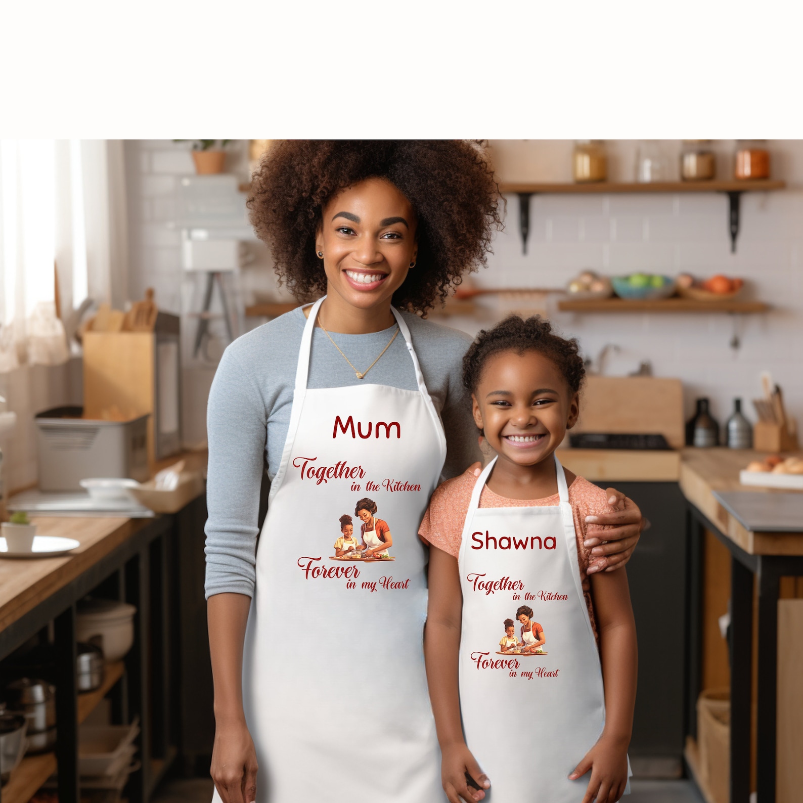 Mother's Day Heart Apron Custom Apron Mum and Daughter Apron ...