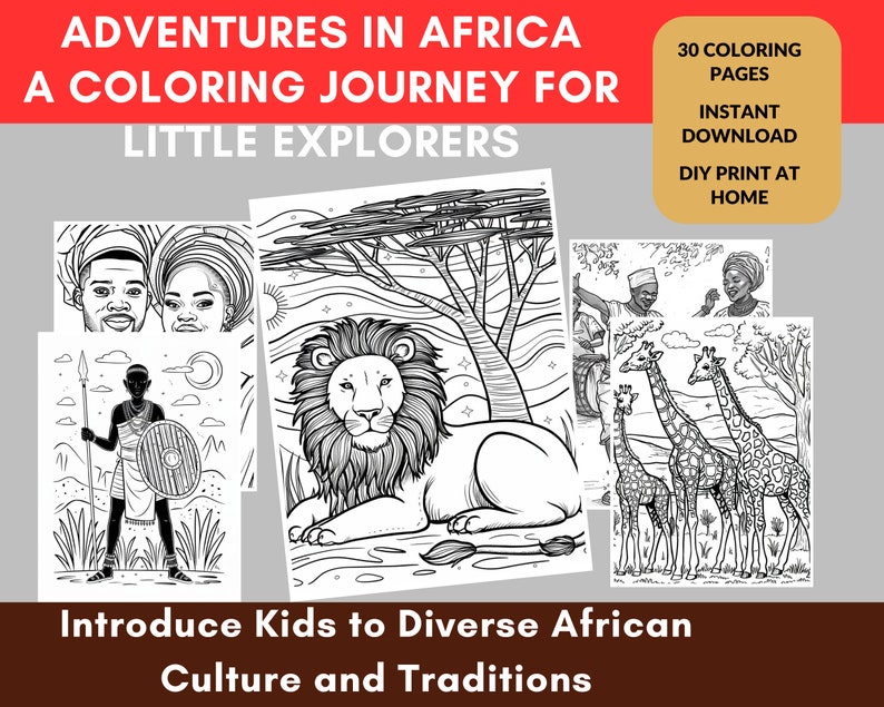 Summer Fun Coloring Page Instant Download Africa Coloring Page Travel ...