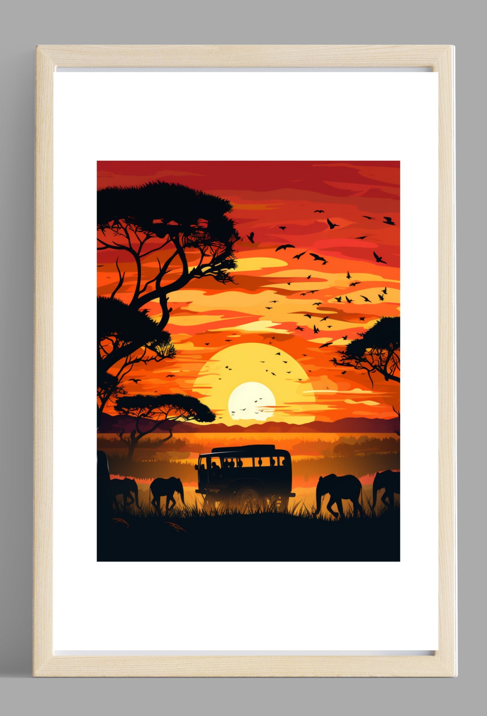 African Art Print Safari Wall Art Digital Sunset Art Printable Instant ...