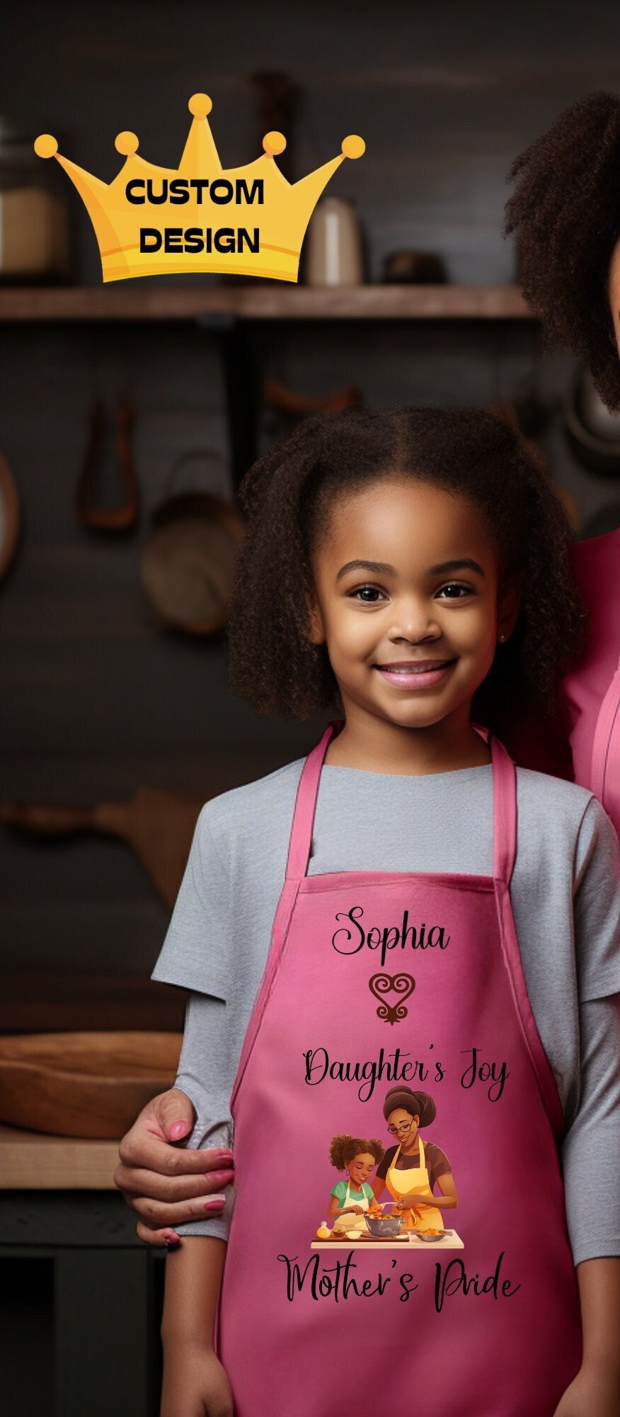 Pink Custom Apron African Theme Mom and Daughter Aprons Personalized ...