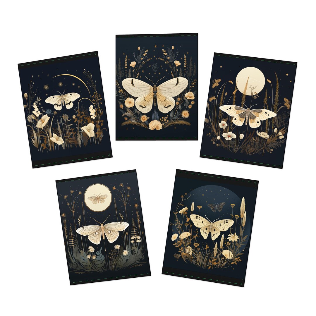 Dark Luna Moth Blank 4x5 Cards Mystical Notes & Conscious Vibes - Etsy