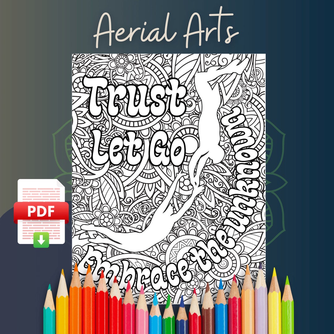 Aerial Arts Coloring Page for Adults, Teens | Circus, Flying Trapeze ...