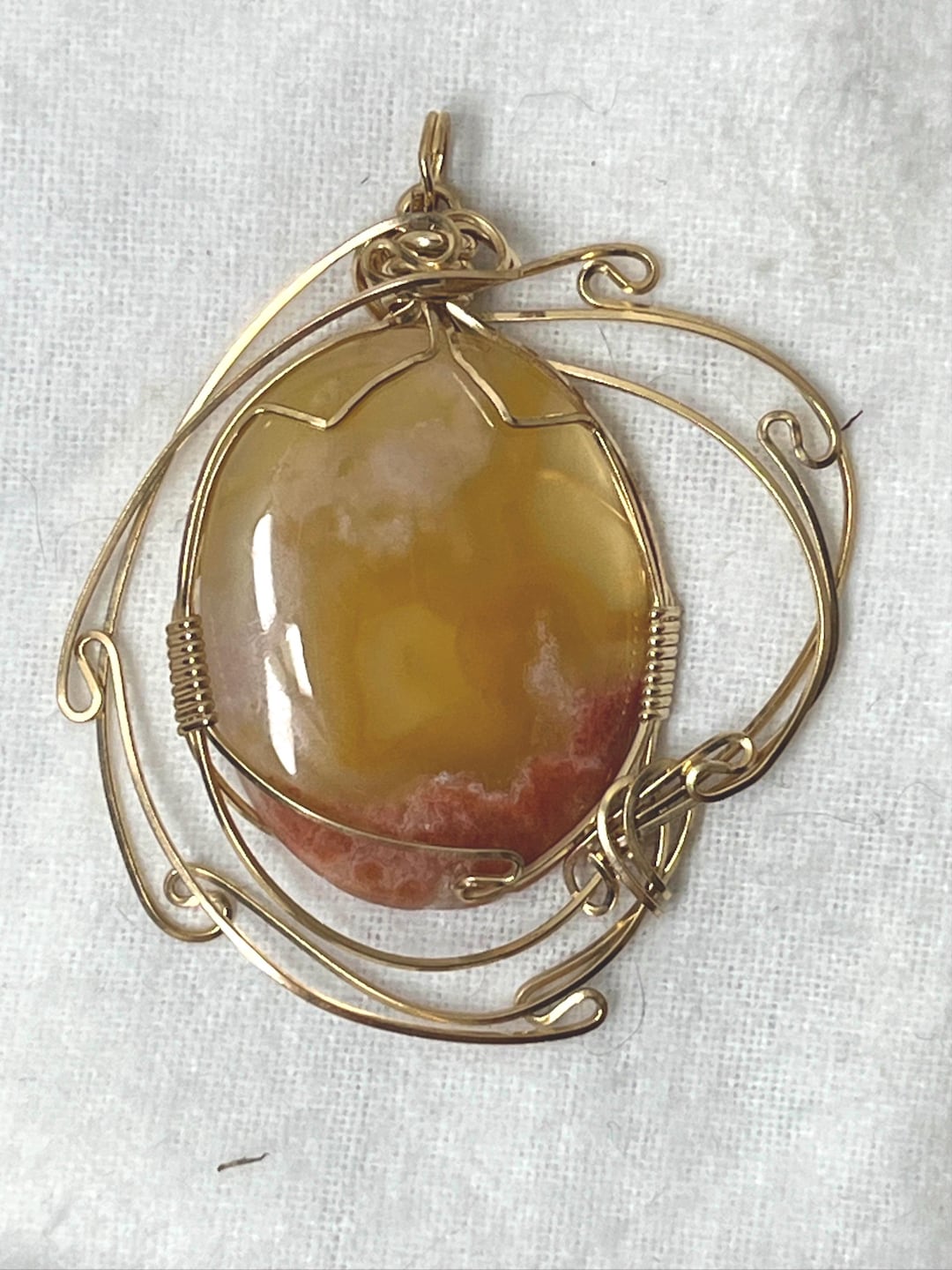 Rare Kentucky Agate, Yellow Red Translucent, Wire Wrapped Pendant in ...