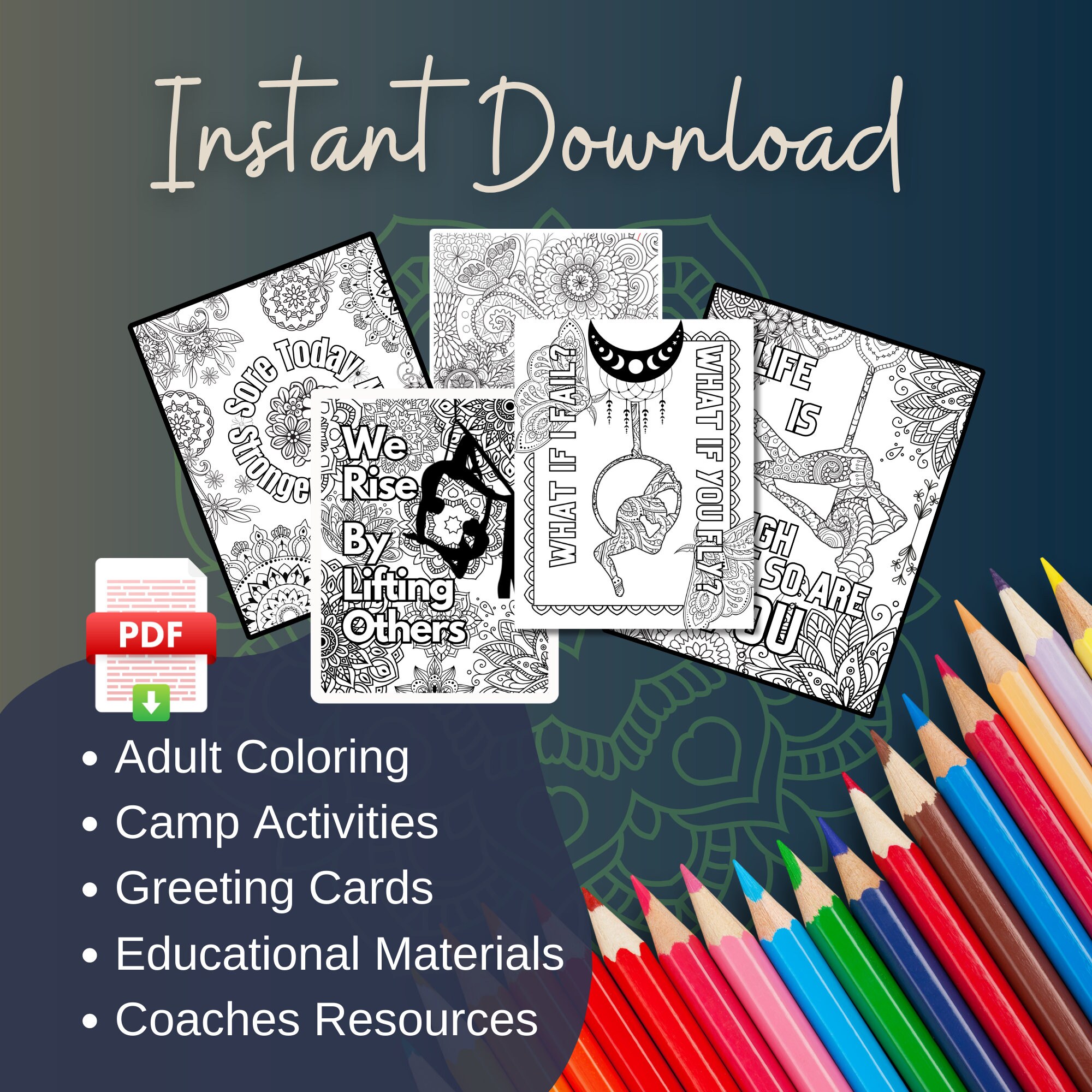 Aerial Arts Coloring Page for Adults, Teens, Circus, Aerial Rope ...