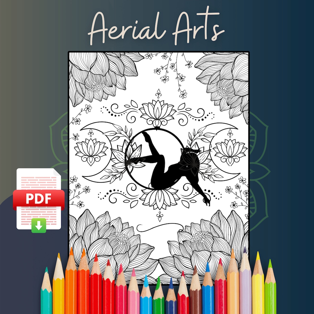 Aerial Arts Coloring Page for Adults, Circus, Lyra, Aerial Hoop ...
